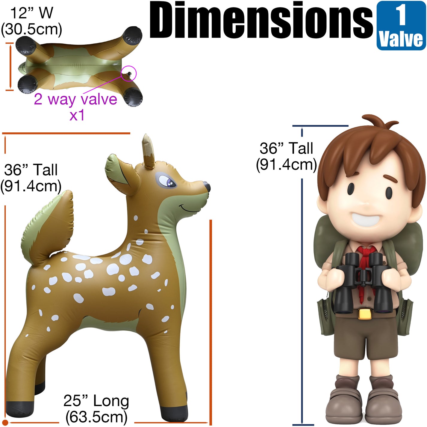 Inflatable Deer Animals, 36 inch Tall [AN-DEER3], by Jet Creations ...