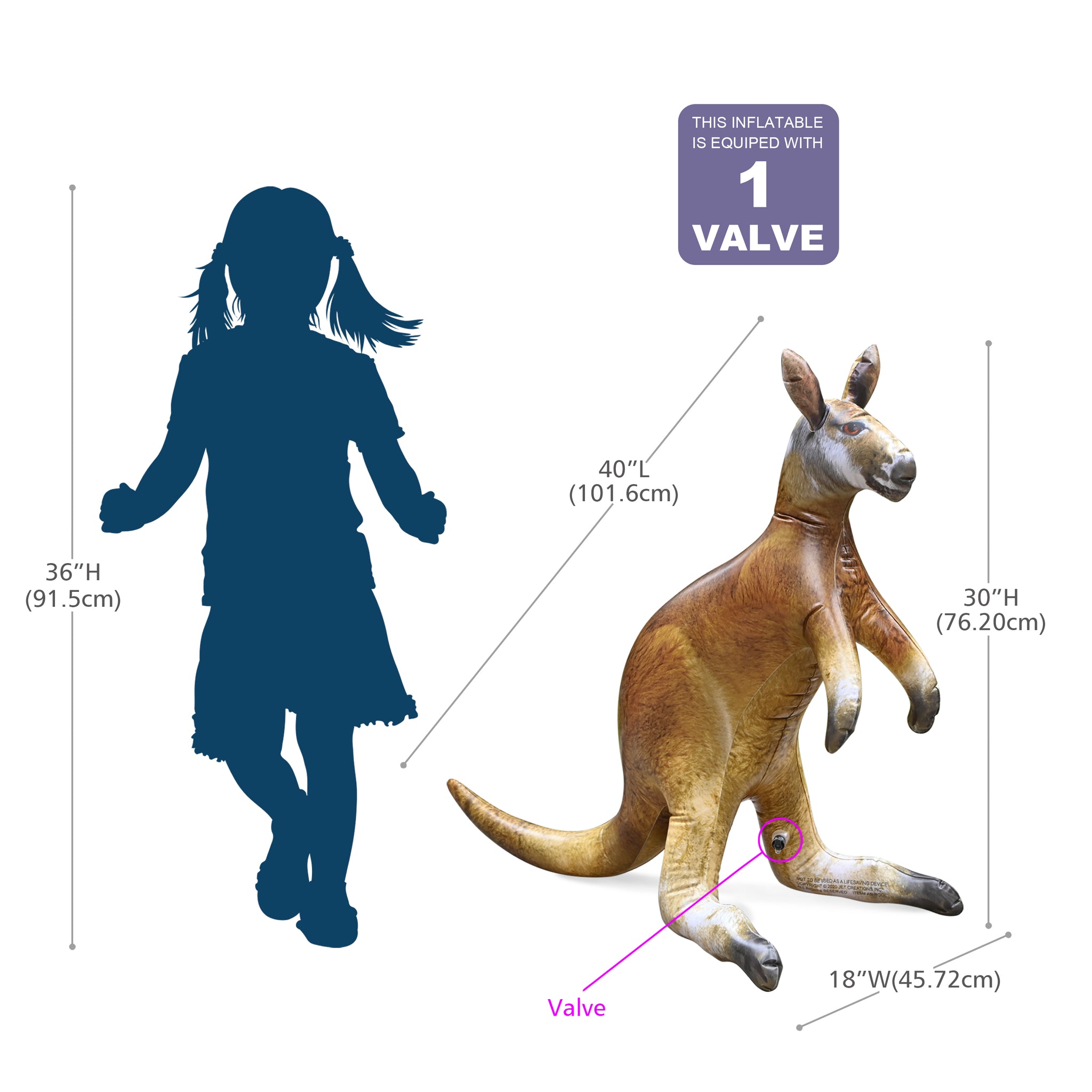 Inflatable Kangaroo, 40 inch in Long [AN-ROO] – Jet Creations Inc.