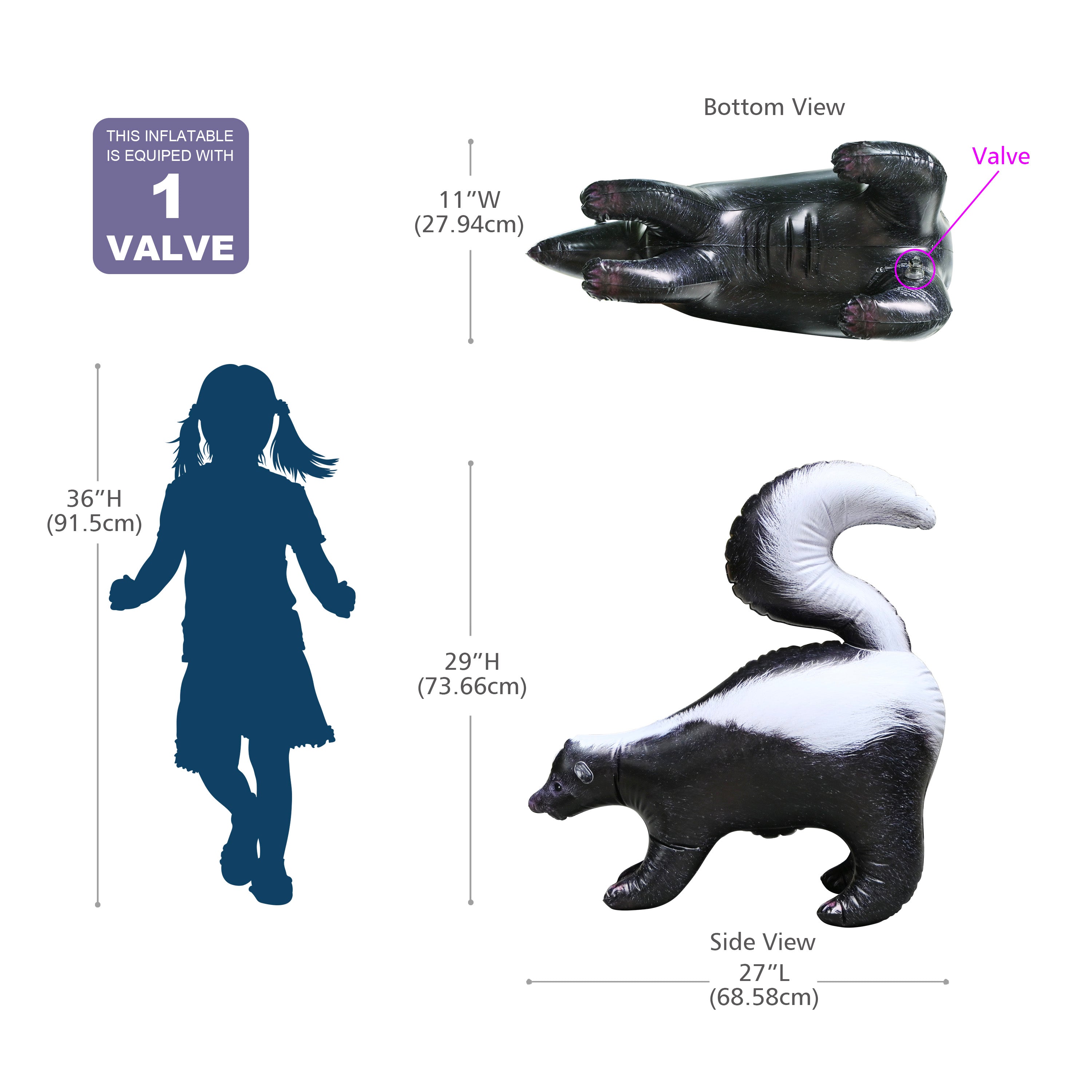 Jet Creations Giant Striped Skunk Inflatable Animal Party Decoration ...